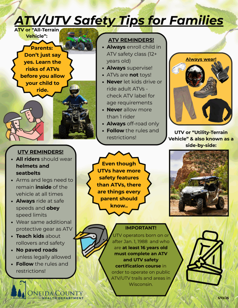 ATV/UTV Safety Tips for Families – Oneida County Public Health Department